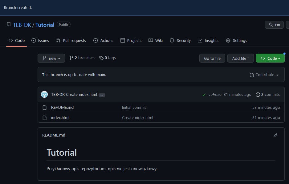 GitHub - TEB-DK/Tutorial: Przykładowy opis repozytorium, opis nie jest ...