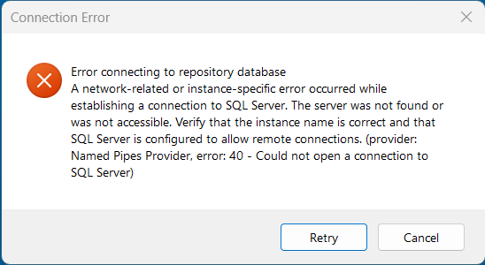 Refreshing when repository DB instance is offline gives Unhandled Exception · Issue #573 ...
