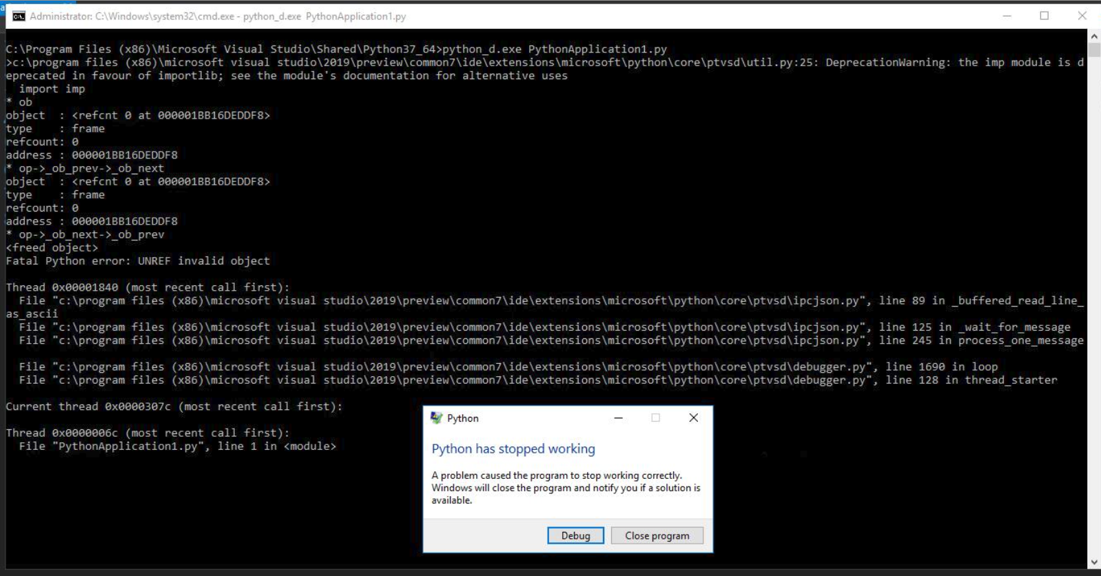 Attach to debug (legacy) does not work for debug python · Issue #5295 · microsoft/PTVS · GitHub