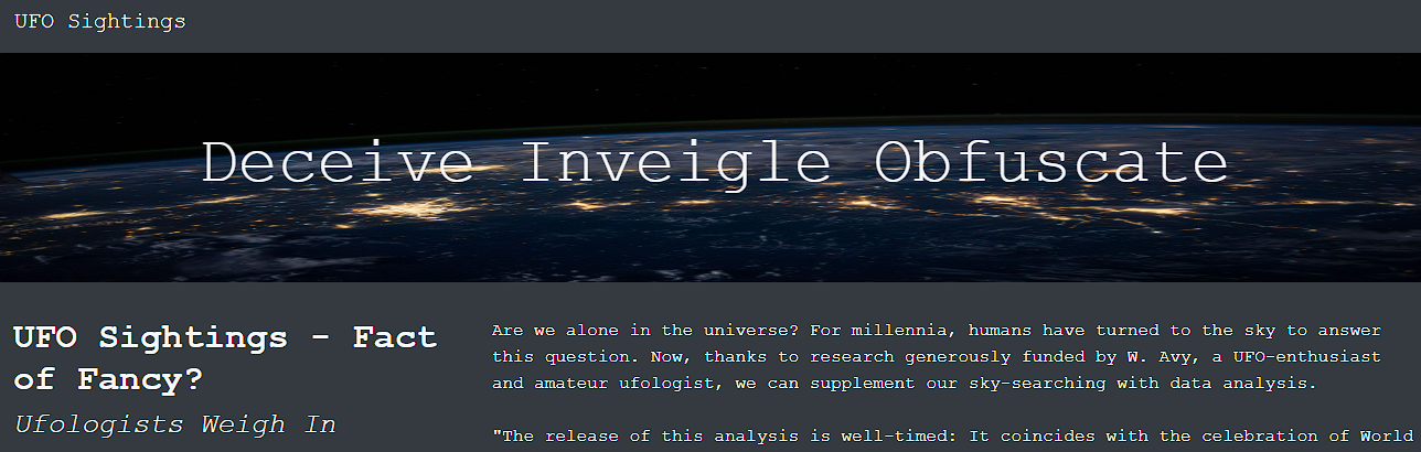 GitHub - FreshOats/UFOs: Interactive Website with Javascript, HTML, and CSS