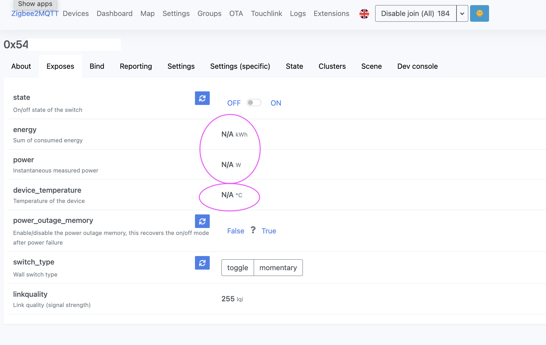 Energy, power and device temperature stoped working for aqara switch SSM-U01 since zigbee2mqtt ...
