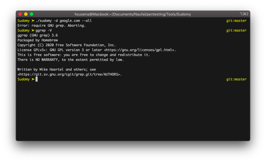 Error Require Gnu Grep Aborting In Osx Mojave 10146 · Issue 96 · Screetsecsudomy · Github