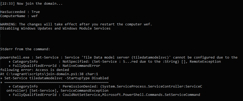 Unable to provision WEF - stalls at "shutting down" · Issue #517 · clong/DetectionLab · GitHub