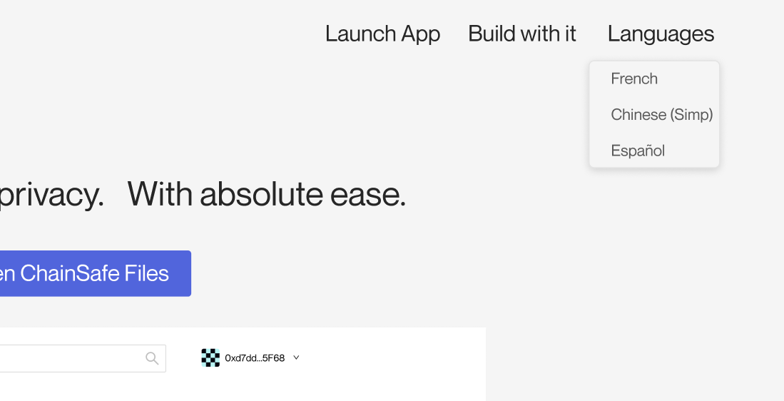 Support landing page translation and language selection · Issue #4 · ChainSafe/files-landing ...