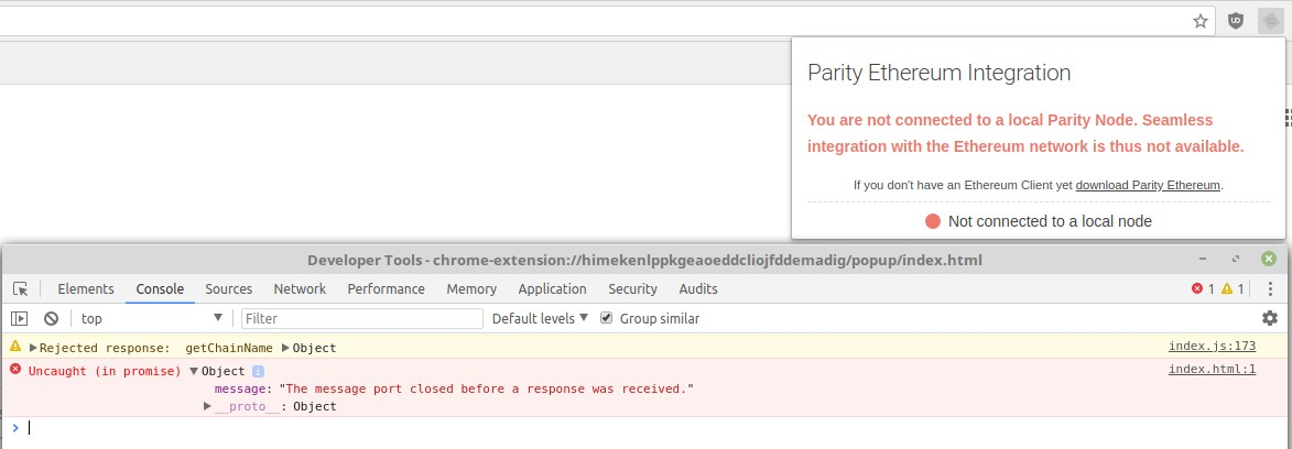 No longer usable since UI split out of parity? · Issue #123 · paritytech/parity-extension · GitHub