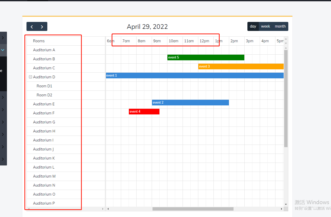 In day view, I need to display the time grid on top instead of left ...