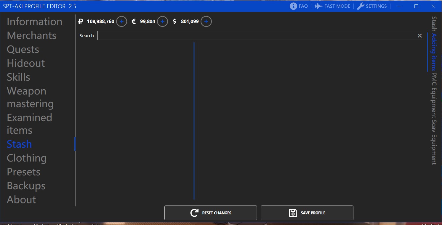 Adding money through editor seems replacing any weapons, and the adding items menu does not have ...