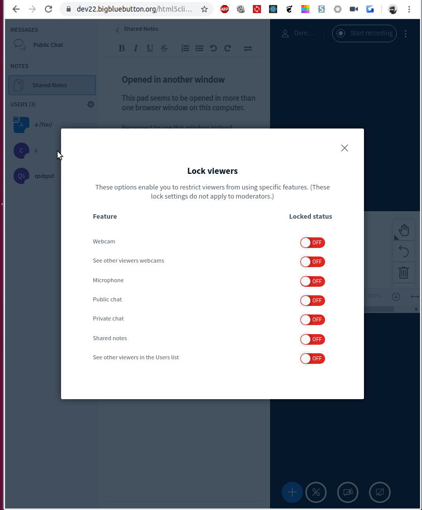 See other viewers webcams isn't showing (Locked) when activated · Issue #8106 · bigbluebutton ...