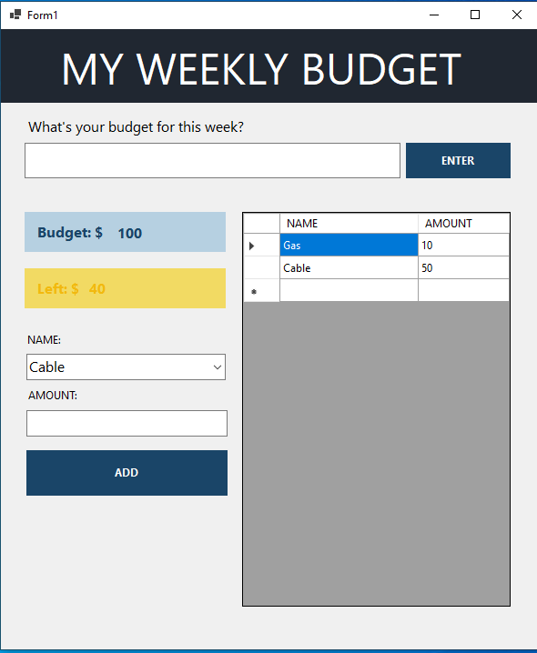 GitHub - ocuevas/BudgetAPP: This windows application will allow users to prepare their weekly ...