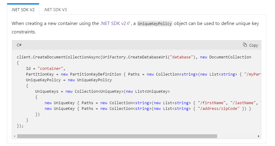 How can we set the UniqueKeyPolicy if there is not "set" provided · Issue #3097 · Azure/azure ...