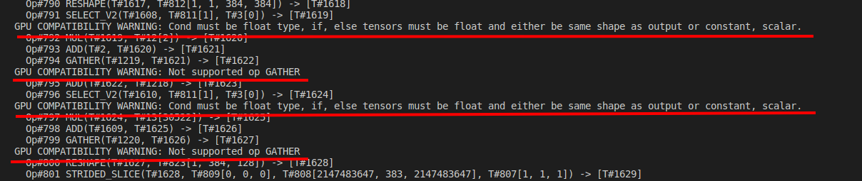I cannot run a transformer model with token-level output on accelerated hardware in TF Lite ...