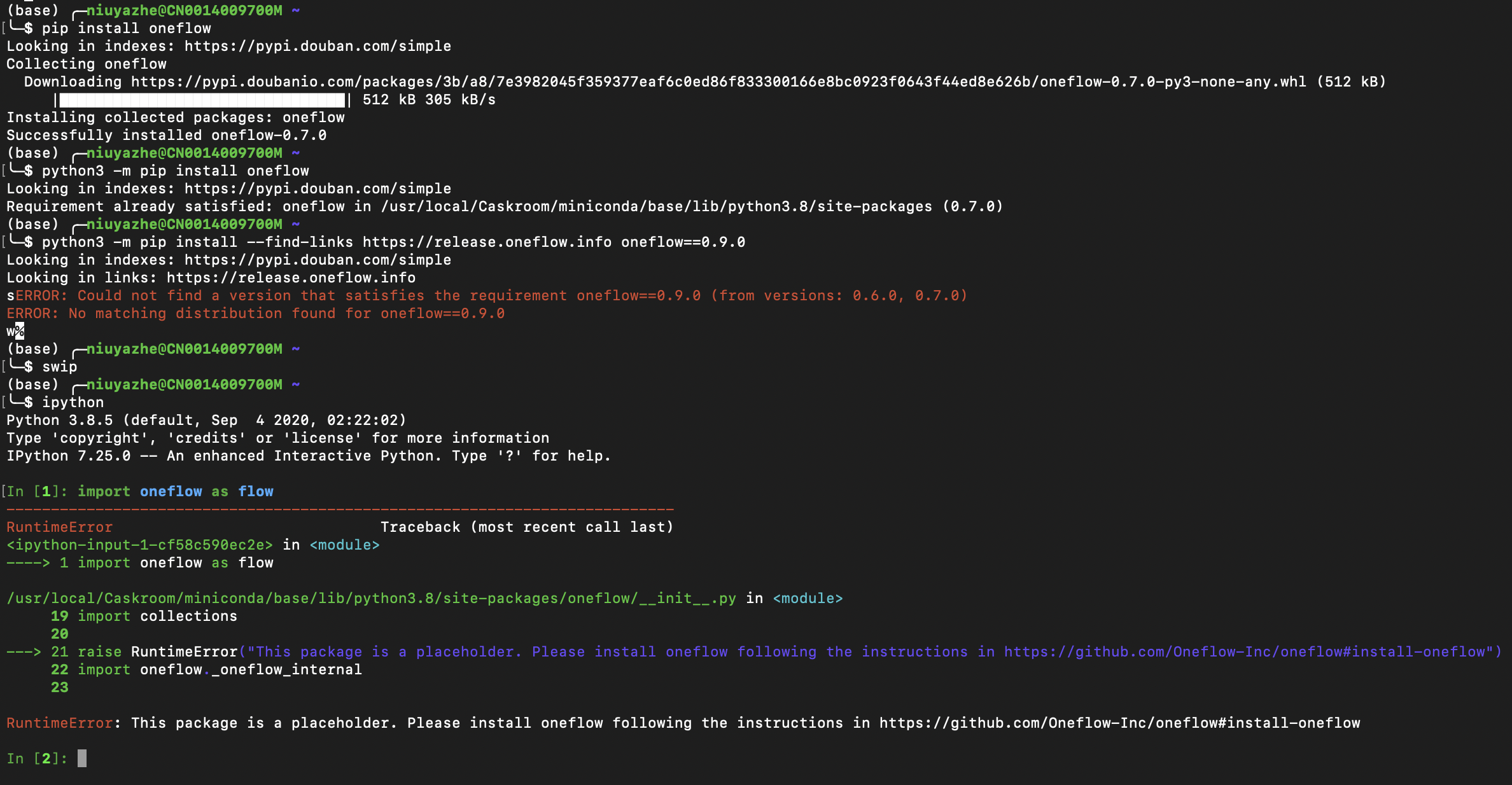 Installation on MacOS · Issue #9731 · Oneflow-Inc/oneflow · GitHub