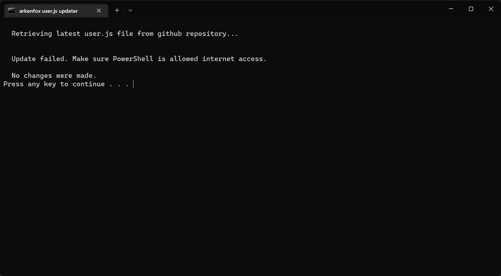Make sure PowerShell is allowed internet access. · Issue #1506 · arkenfox/user.js · GitHub