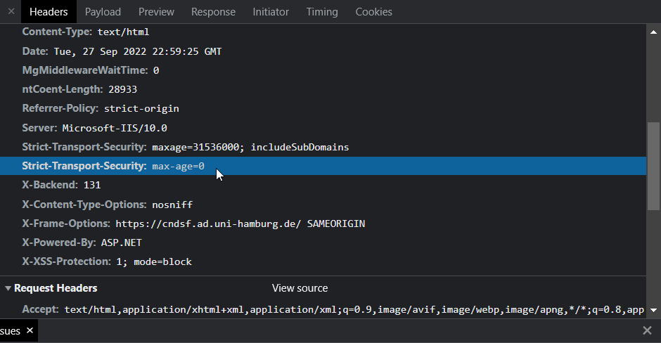 stine.uni-hamburg.de shows warning on padlock [solved: 1270 warns you because you enabled 1201 ...