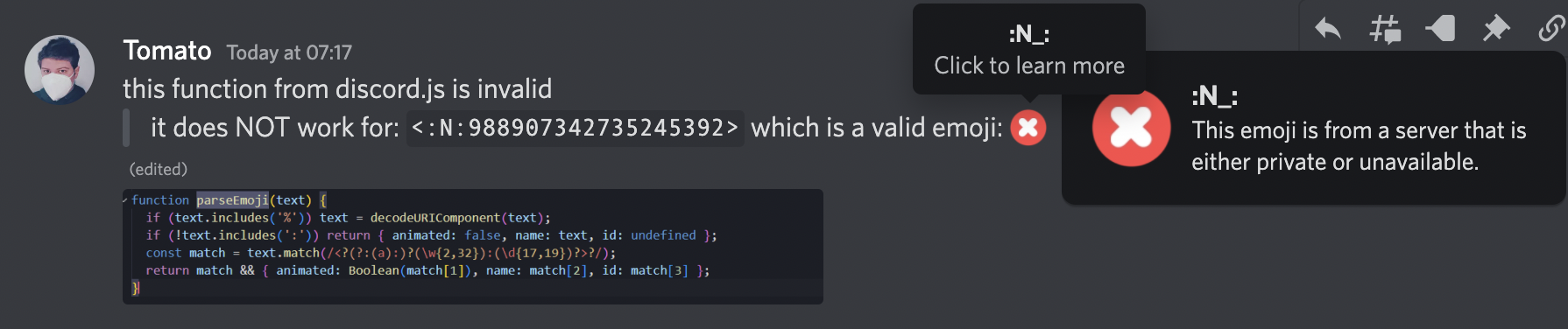 parseEmoji function is invalid · Issue #8509 · discordjs/discord.js · GitHub