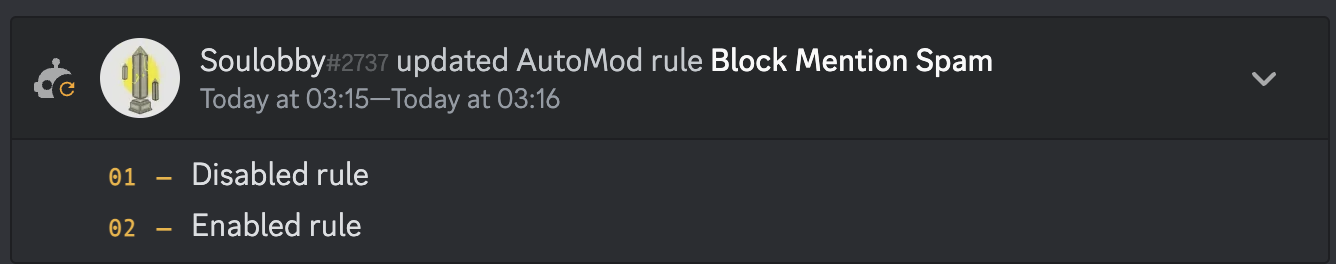 AutoMod MentionSpam Rule Error · Issue #9287 · discordjs/discord.js · GitHub