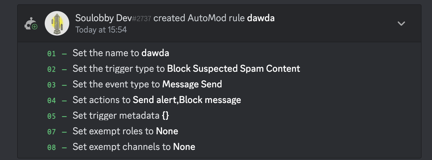 AutomoderationRule Create · Issue #9674 · discordjs/discord.js · GitHub AutomoderationRule Create · Issue #9674 · discordjs/discord.js · GitHub