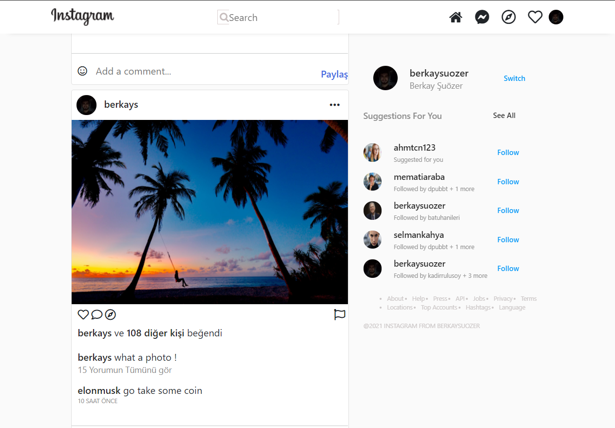GitHub - Berkaysuozer/instagram-clone
