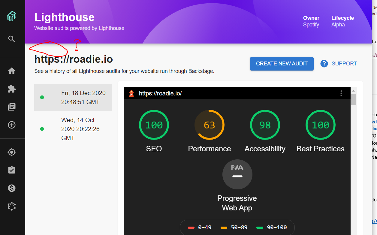 lighthouse: Add breadcrumbs to navigate back to the main audit table · Issue #3784 · backstage ...