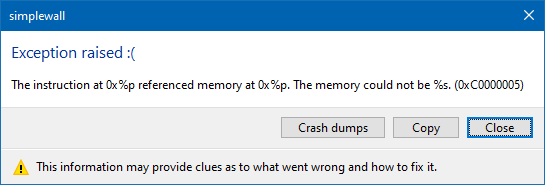 [Bug] Exception raised :( · Issue #1482 · henrypp/simplewall · GitHub