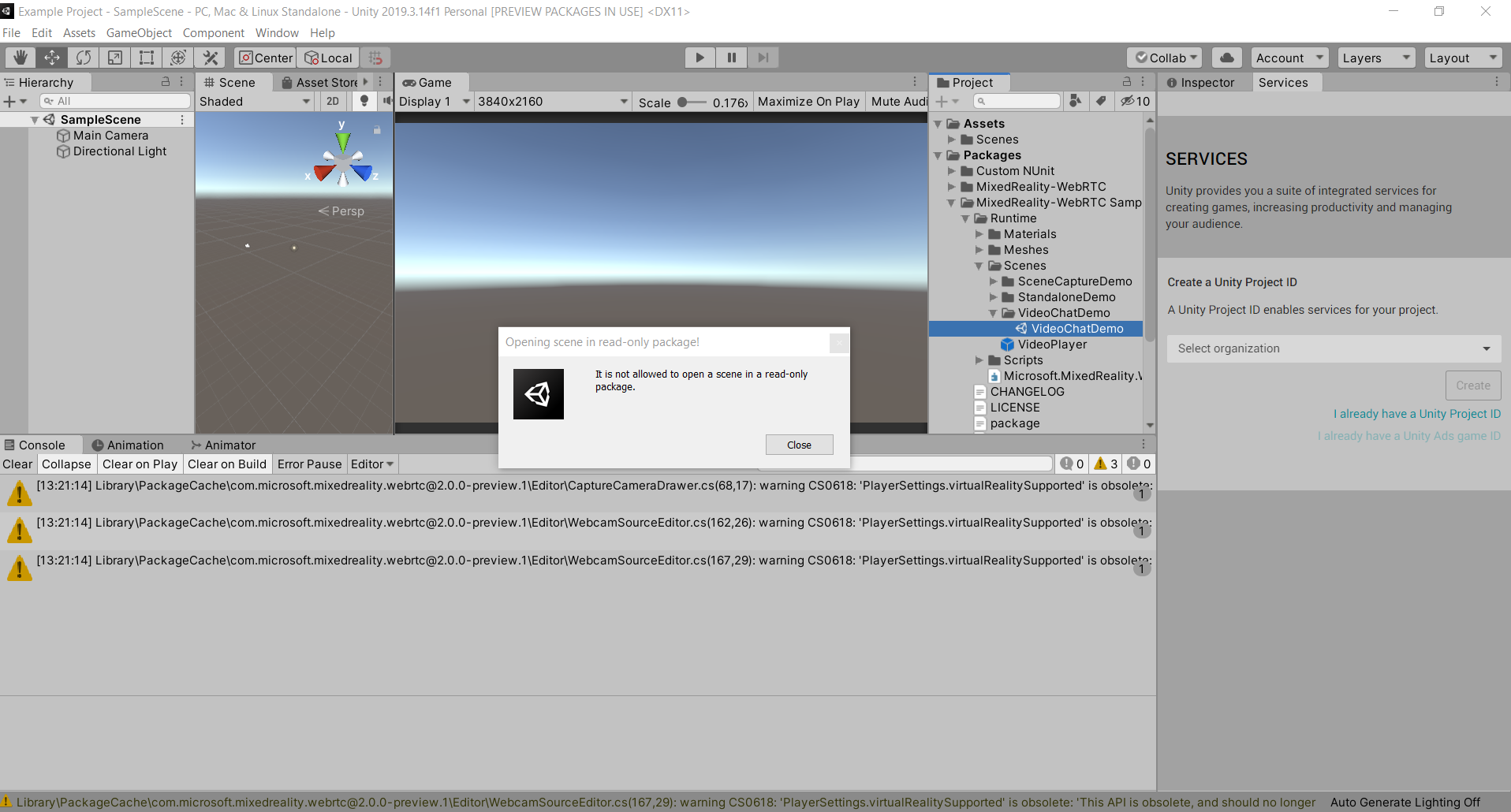 How to open sample scene? · Issue #526 · microsoft/MixedReality-WebRTC · GitHub