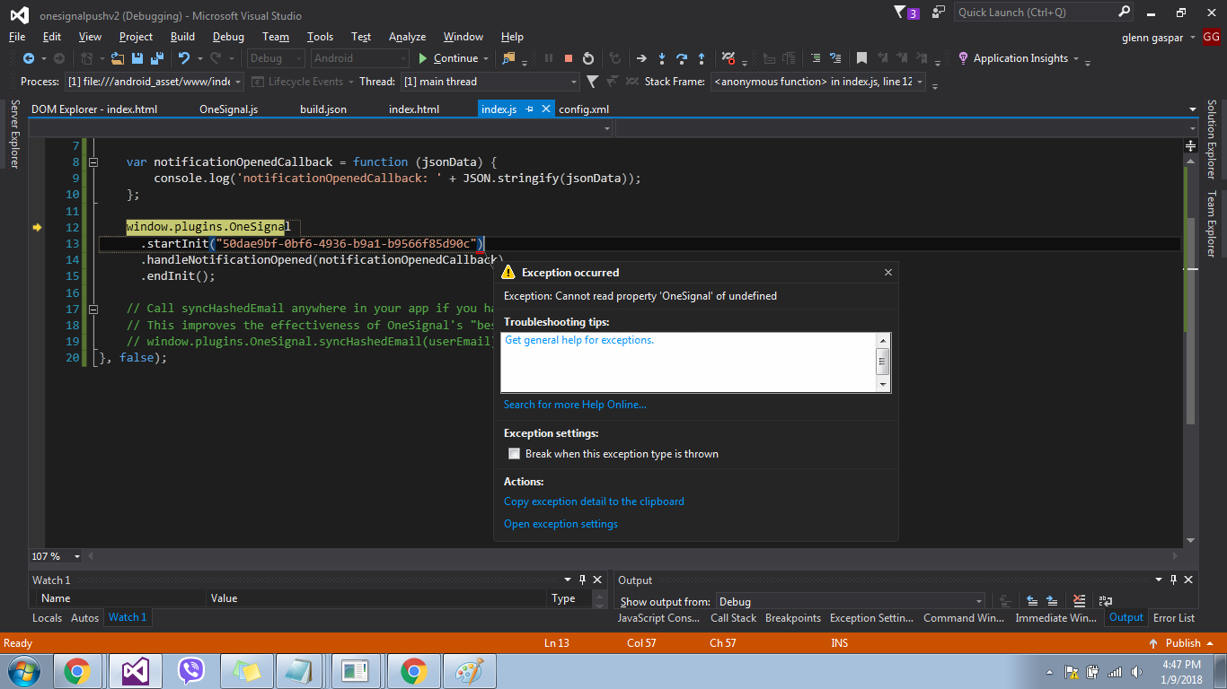 Cannot read property 'OneSignal' of undefined · Issue #289 · OneSignal/OneSignal-Cordova-SDK ...