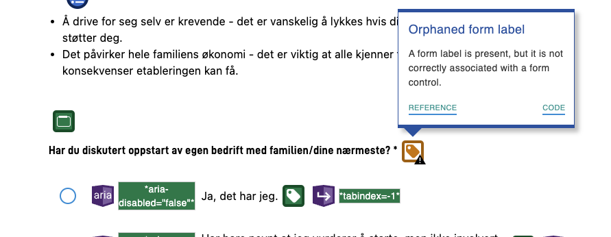 WCAG: Warnings on our radiogroup · Issue #753 · Altinn/app-frontend-react · GitHub