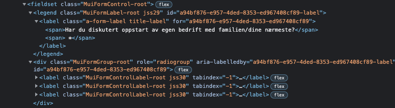 WCAG: Warnings on our radiogroup · Issue #753 · Altinn/app-frontend-react · GitHub
