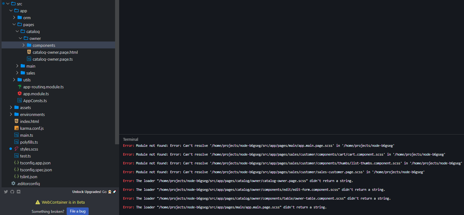All local projects are not copying *.scss files · Issue #353 · stackblitz/webcontainer-core · GitHub