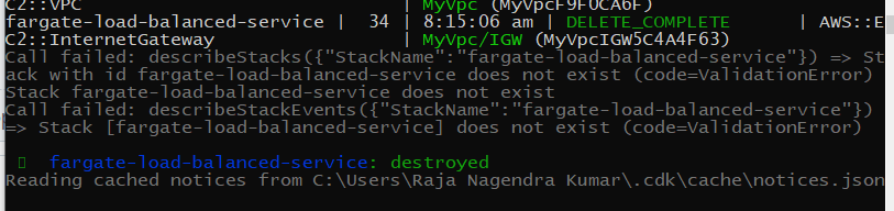 CDK deploy and destroy and all other commands should give total time taken in min and hours (on ...