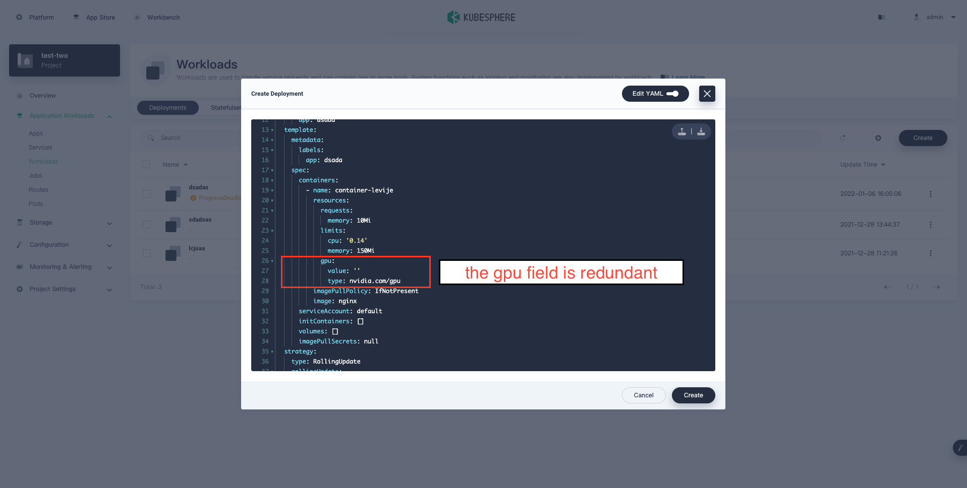 Use kubectl apply workload yaml failed. (#2870) · 议题 · kubesphere / console · 极狐GitLab