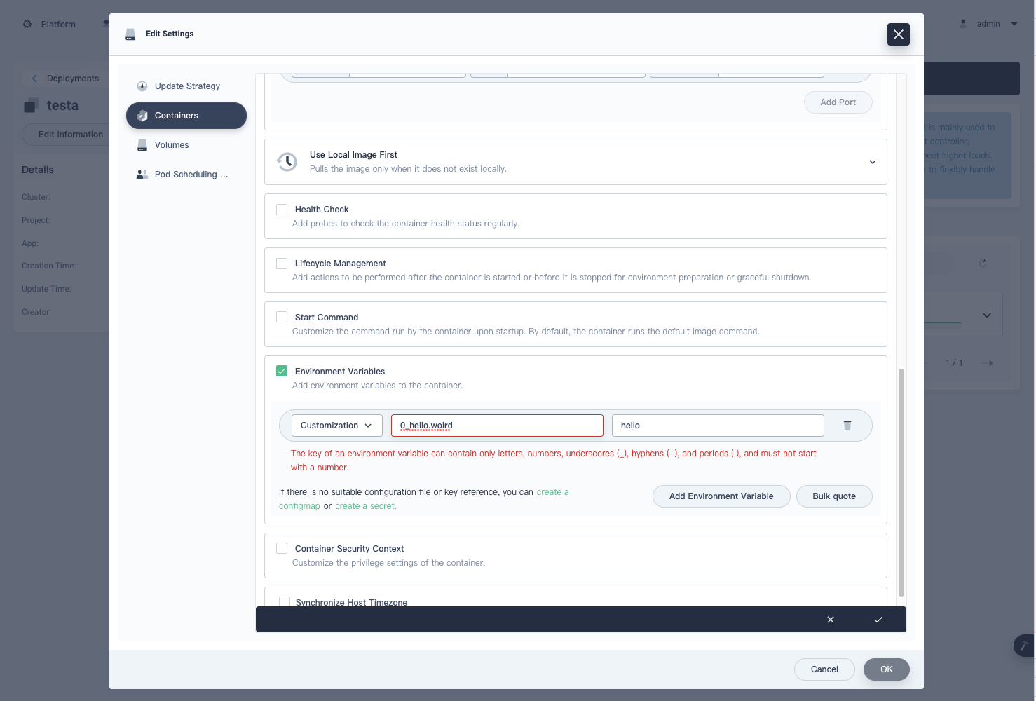 fix: Environment variables do not support key names containing hyphens (-) and periods ...