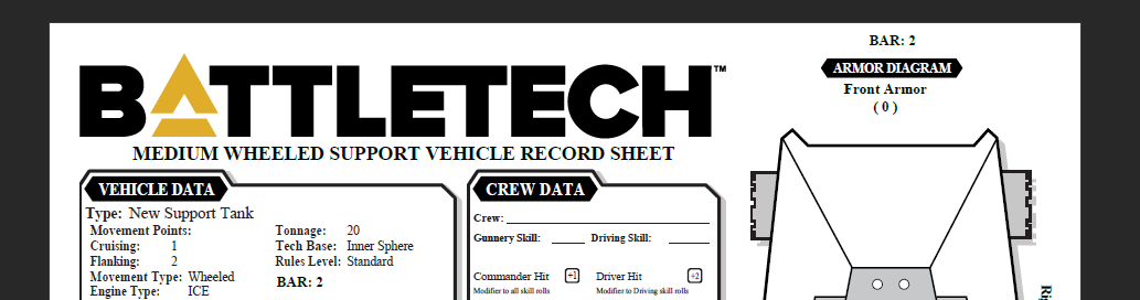 RFE: Move BAR location on support vehicle record sheets to improved ...