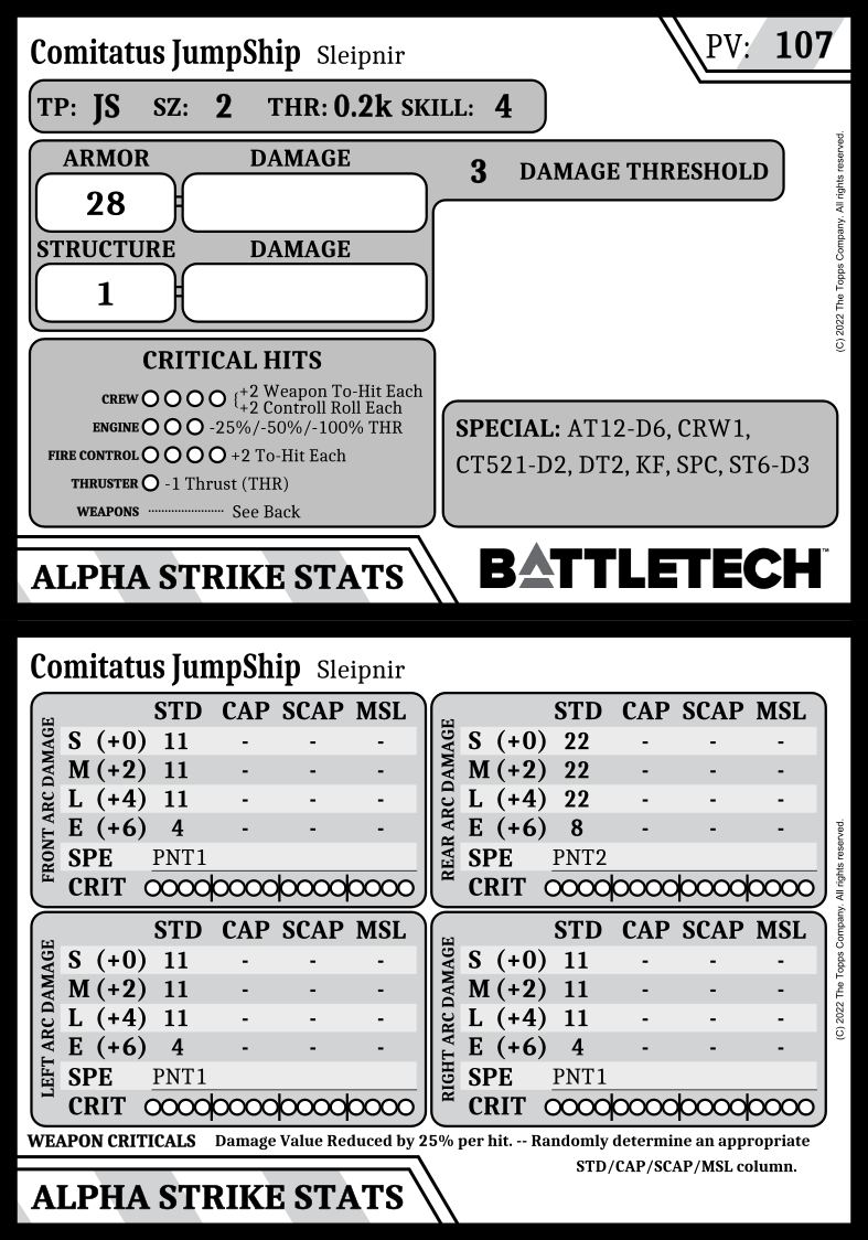 49.11: Alpha Strike Conversion: Jumpship front arc is not including ...