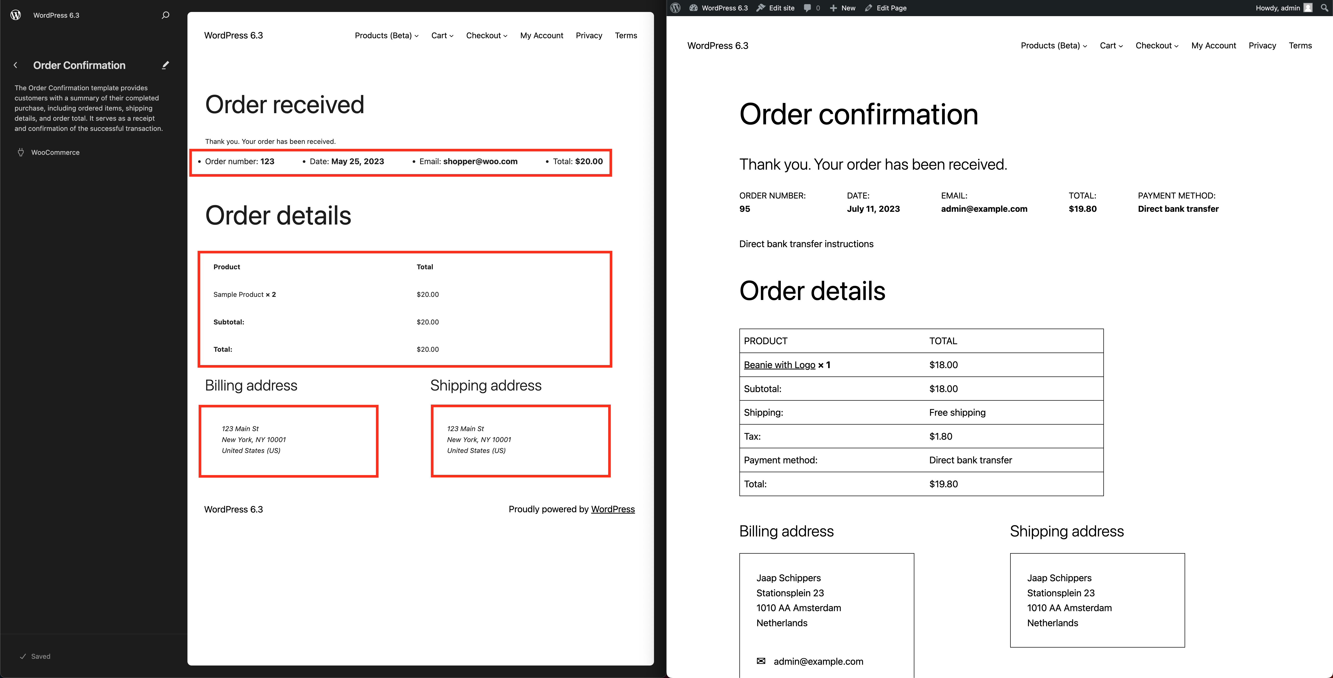 Order Confirmation Template Some Styles Are Missing When Using Wordpress 63 Or When Gutenberg 