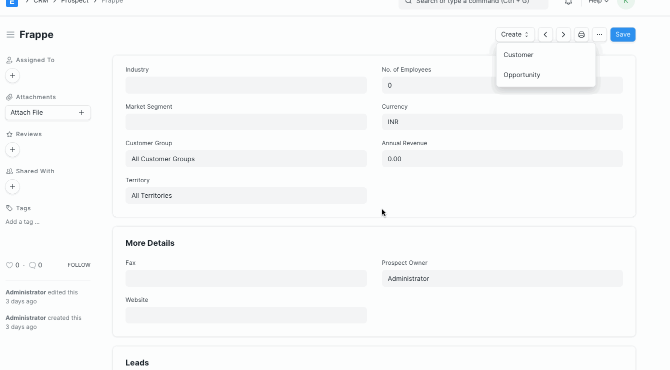 [CRM] Prospect fixes and improvements · Issue #28878 · frappe/erpnext · GitHub