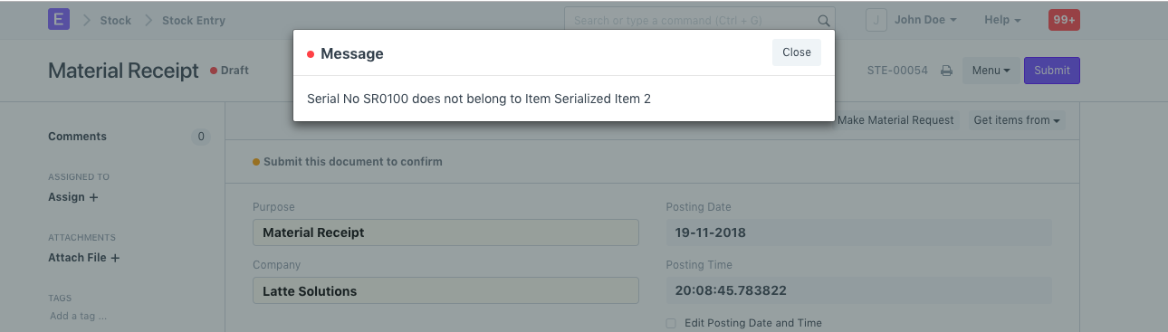 Serial No Validation In Stock Entry · Issue 15936 · Frappeerpnext · Github 8332