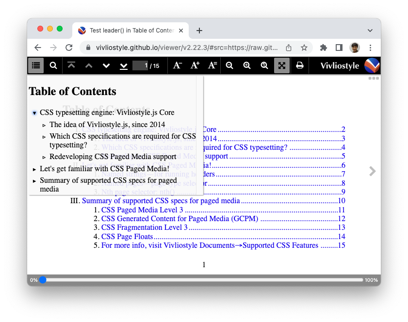 [Regression v2.22.4] Viewer TOC item indent too large · Issue #1133 · vivliostyle/vivliostyle.js ...