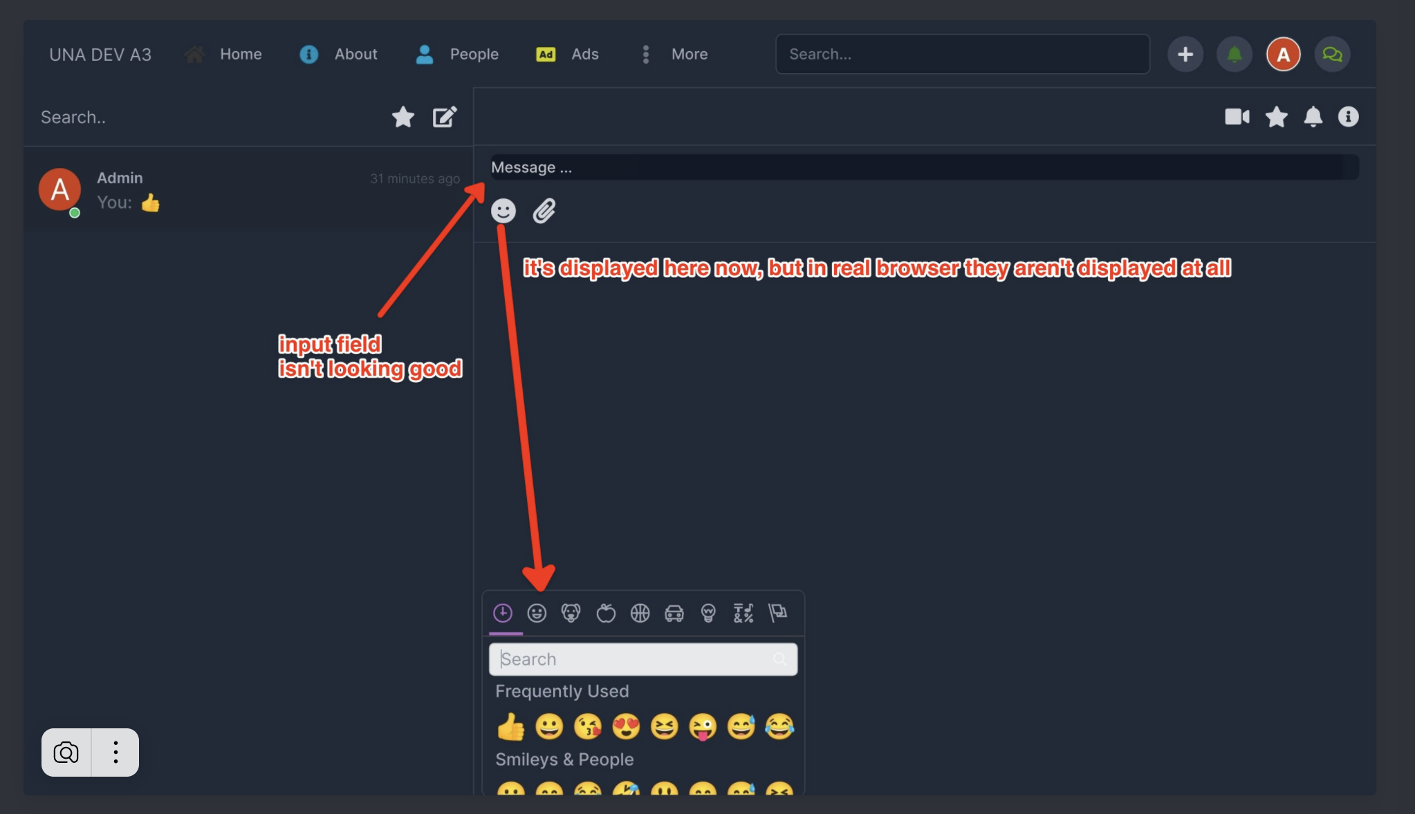 Messenger: emoji aren't working correctly in Artificer · Issue #212 · unacms/jot-client-una · GitHub