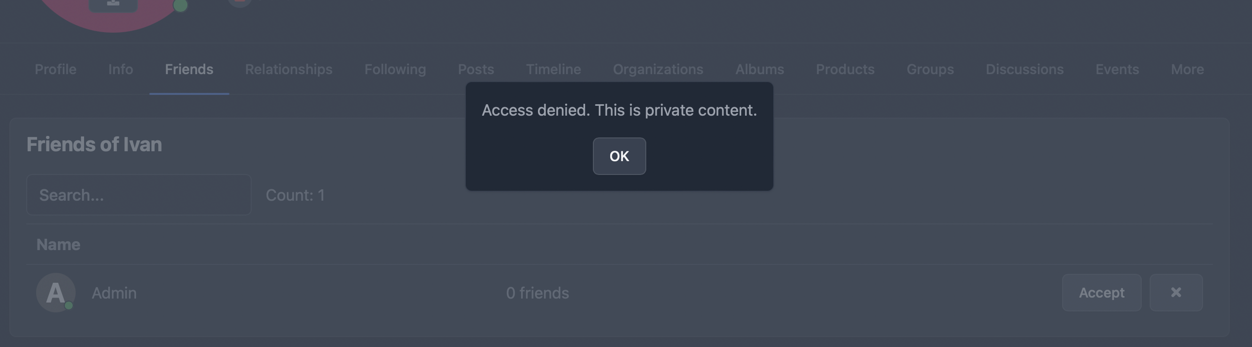 Friend request from private profile can't be accepted · Issue #4317 · unacms/una · GitHub