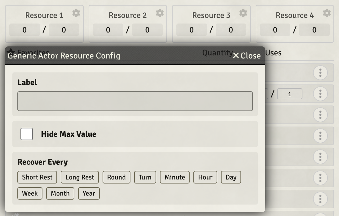 [Refactor]: Conver Generic Actor Resource Config to Menu · Issue #43 · Pjb518/FoundryVTT-Level ...