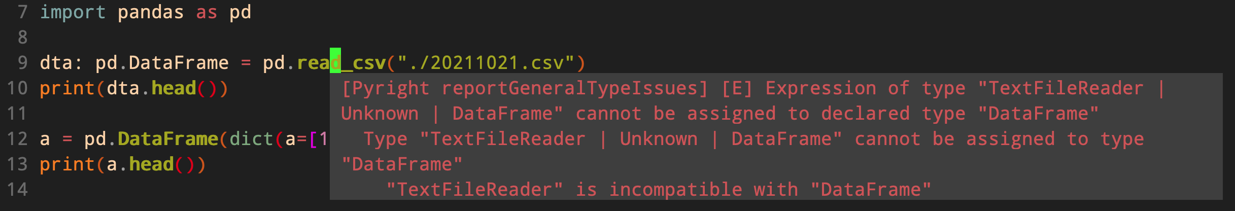 Add type specification for pandas read_csv · Issue #11376 · python/mypy · GitHub