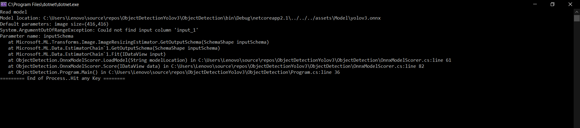 YOLOv3 shows ArgumentOutOfRangeException · Issue #4147 · dotnet/machinelearning · GitHub