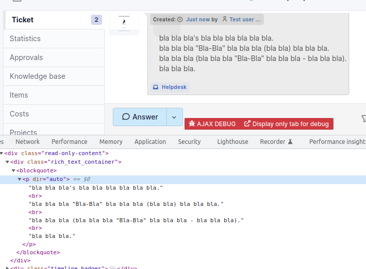 Minor display issue inside a ticket page on new followups with quote · Issue #14527 · glpi ...