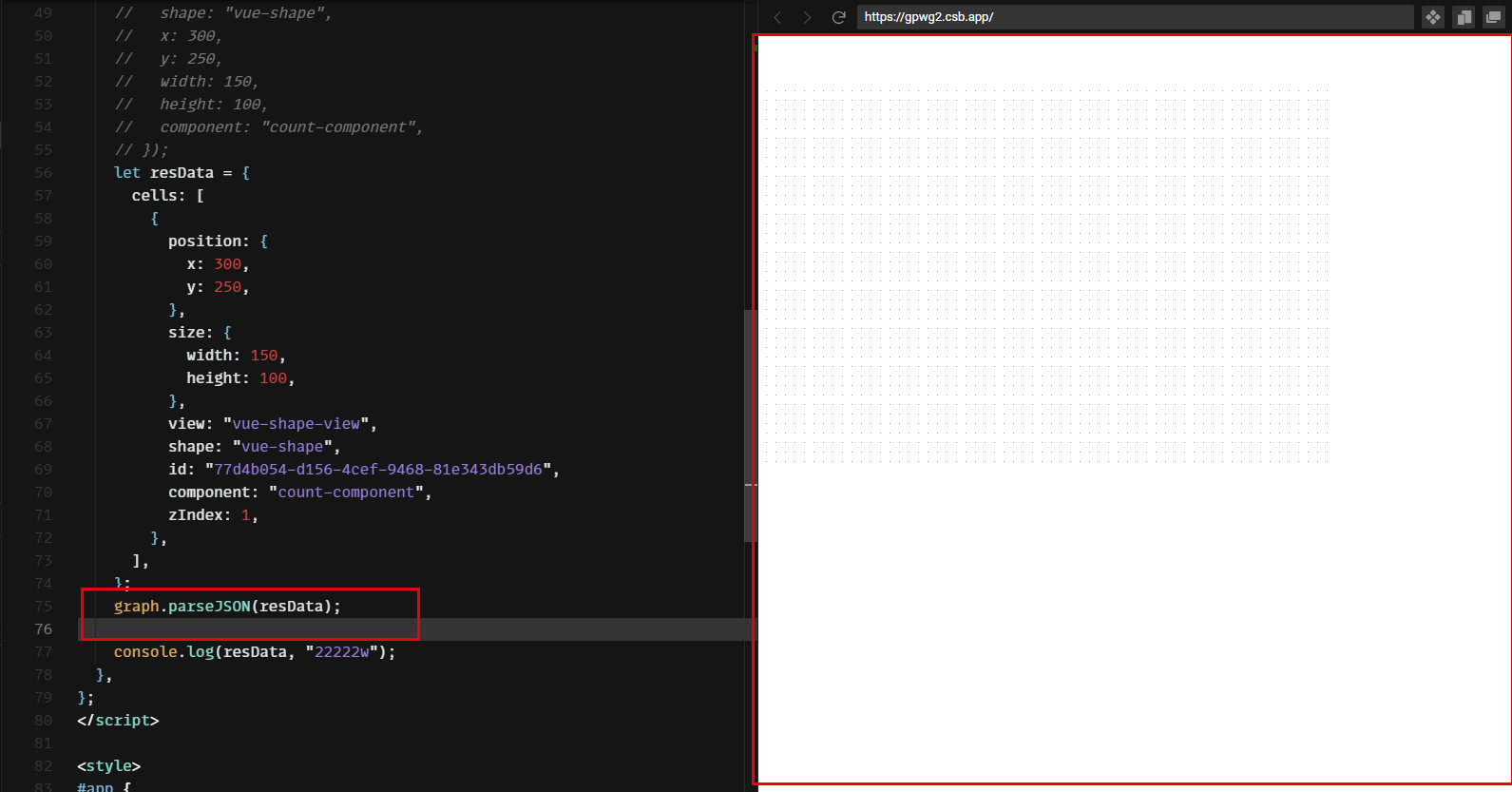 Parsejson 无法回显上一次通过tojson保存下来的节点,是我参数传递有问题吗 · Issue 1227 · Antvisx6 · Github