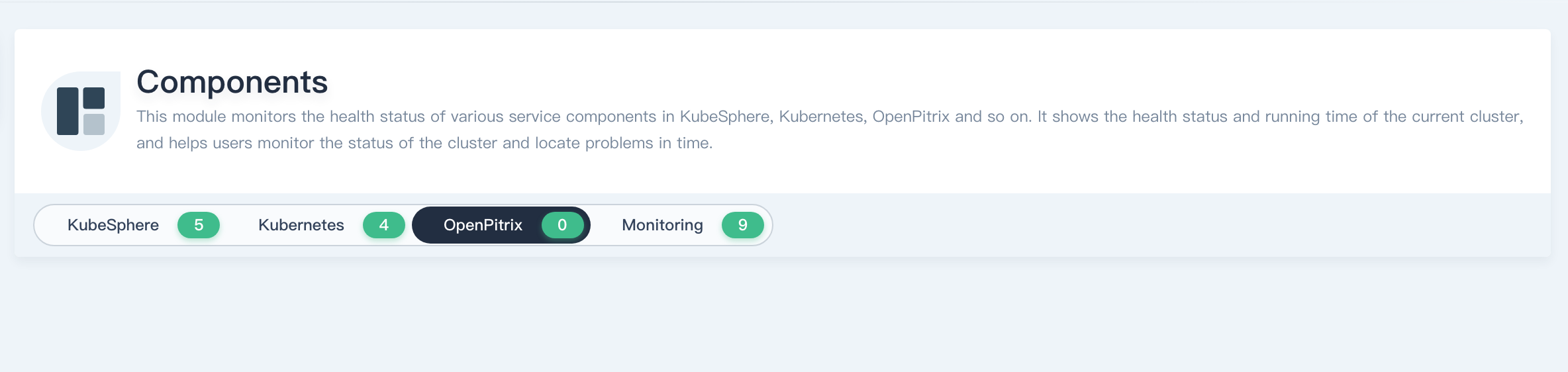 OpenPitrix status of cluster components status page misleading now · Issue #1583 · kubesphere ...