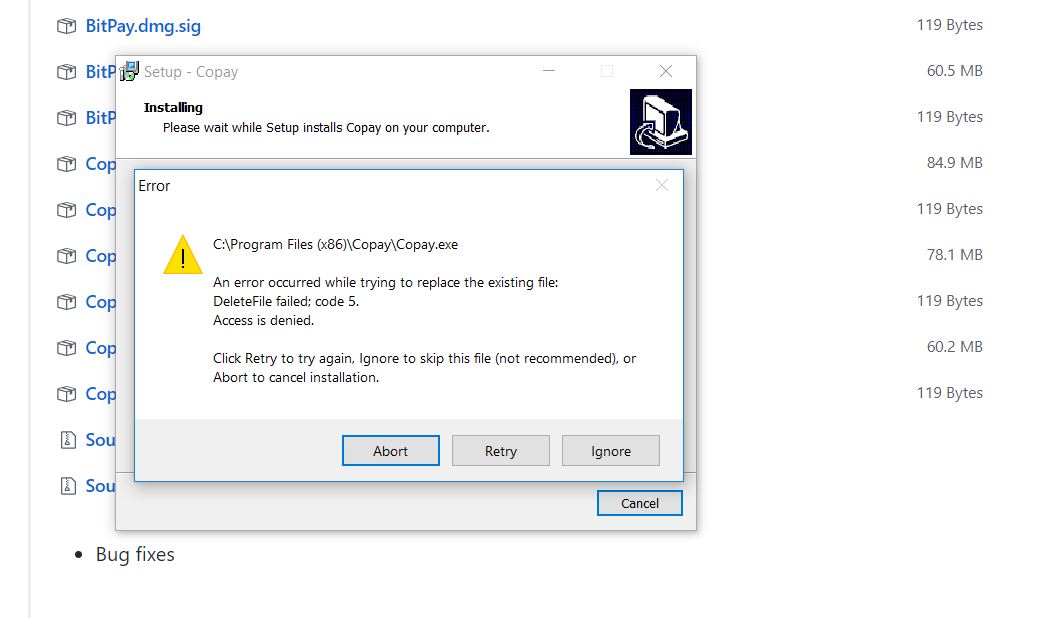 Wallet Update To V435 Fails Access Denied Windows · Issue 8671 · Bitpaywallet · Github 