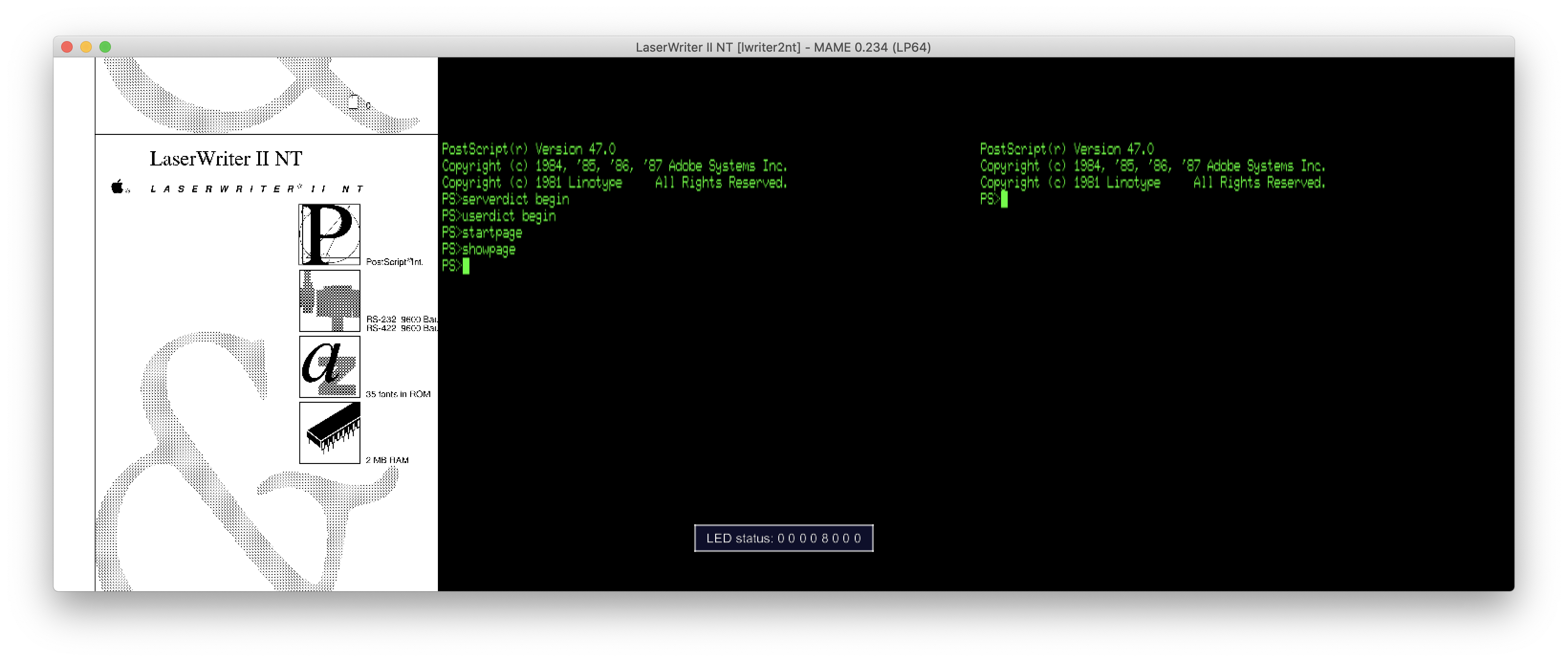 LaserWriter video output doesn't work · Issue #8411 · mamedev/mame · GitHub