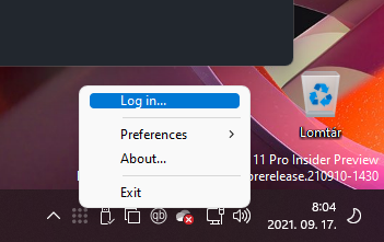 Windows 11: "Log in..." from the tray icon's menu does not do anything at all · Issue #2867 ...