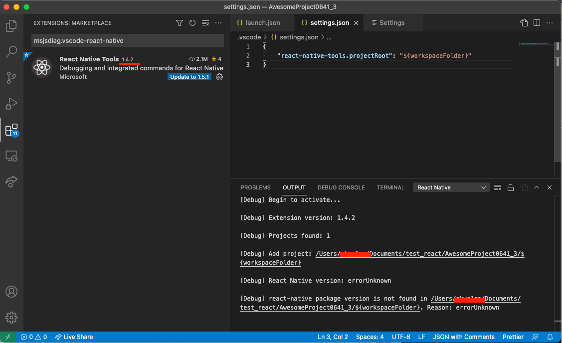 Debugging Not Started Says "could not find the app launcher by the ...